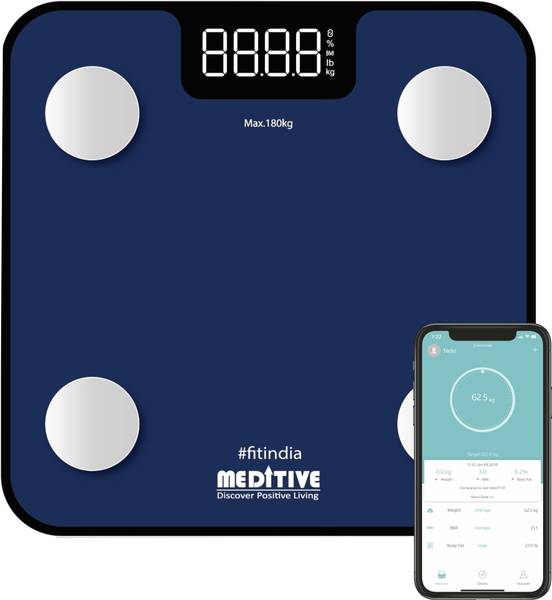 MEDITIVE Digital BMI Weighing Scale Human Body Min. Weight 7 Kg | Max. Weight 180 Kg Weighing ...