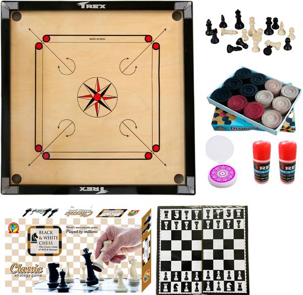 Trex Sports 32 Inch Carrom with Striker,Wooden Coins, 2 Super Disco ...