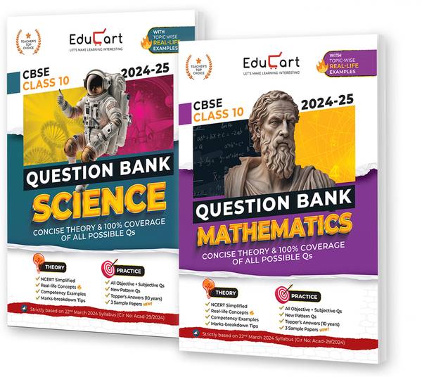 Educart CBSE Class 10 Question Bank Science & Mathematics 2024-25 Bundle (Set of 2 Books) For ...