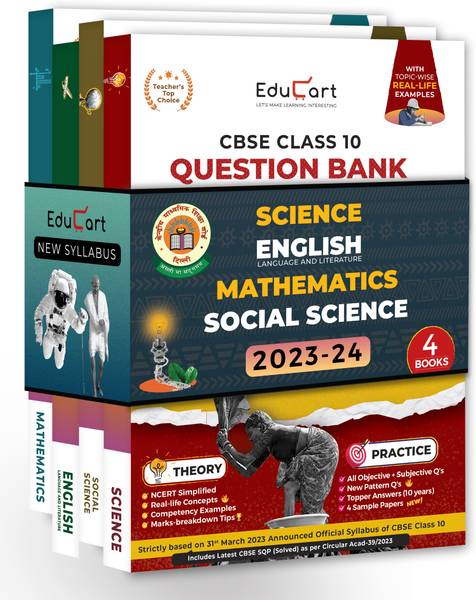 Educart CBSE Class 10 Question Bank SCIENCE, MATHS, SOCIAL SCIENCE ...