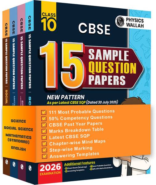 PW CBSE 15 Sample Question Papers Class 10 Science, Maths (Std), Eng ...