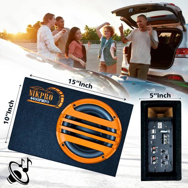 NIKPRO Car Under Seat Active Subwoofer Bass Tube for Cars 8 Inch Built-in amplifier car bass ...