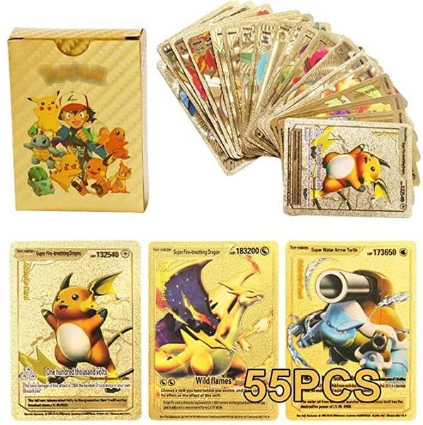 Mallexo 55 PCS Pokemon Golden Trading Card Foil V Series Vmax GX Rare ...