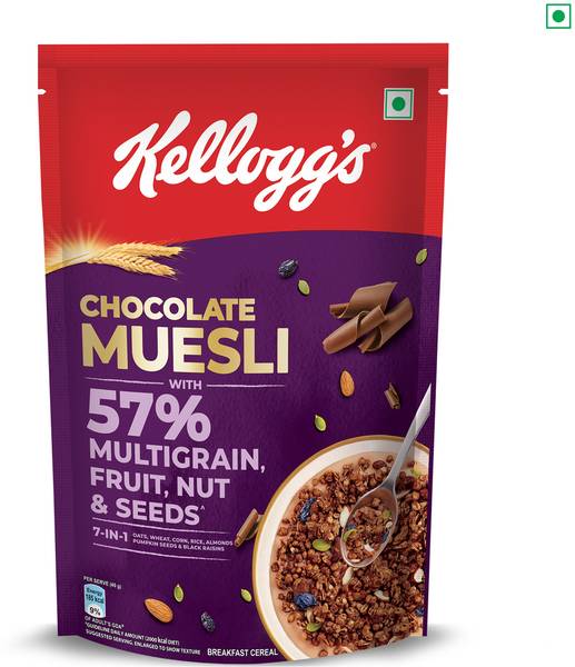 Kellogg's New Chocolate Muesli 57% Multigrain, Fruit, Nut & Seeds Pouch ...