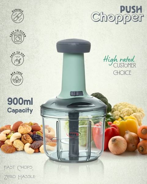 Push Chopper (Press and chop Technology ) 950ML with 4 Stainless Steel ...