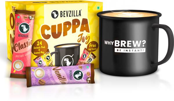 Bevzilla 24 Coffee Sachets & Enamel Mug | Makes 24 Cups|6 Sachet Each ...