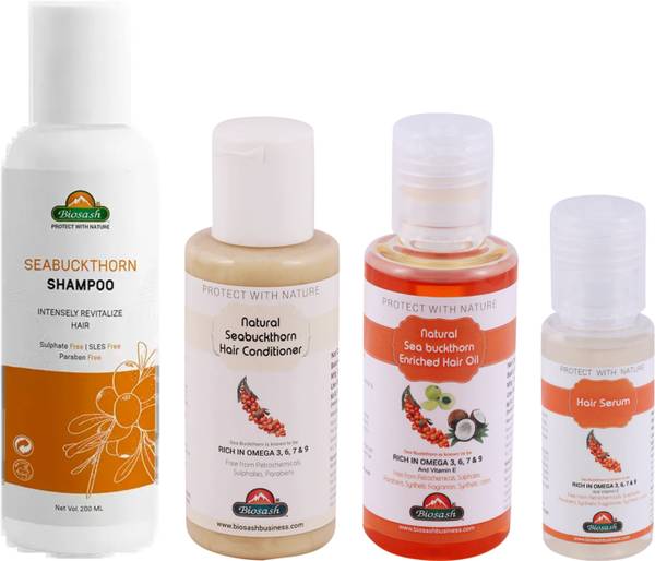 BIOSASH Sea Buckthorn ( Shampoo 200ml + Conditioner 100ml + Hair Oil ...