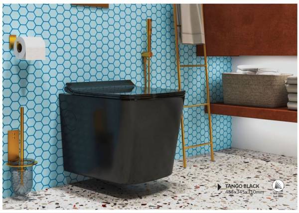 clayplus Tango Black Wallhung Commode With Soft Close Toilet Seat ...