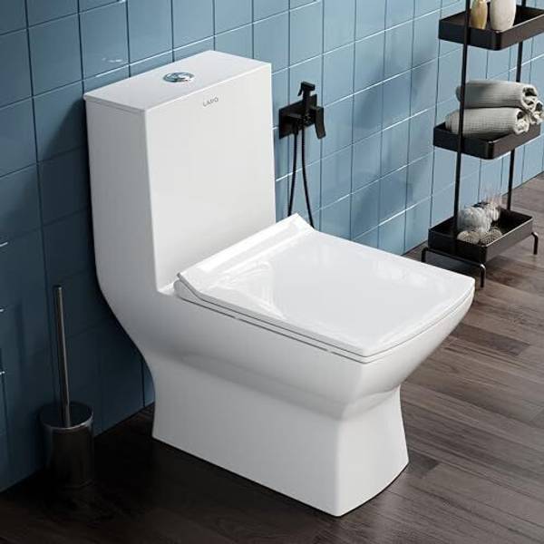 LAPO Ceramic One Piece Western Toilet Commode with Soft Close Toilet ...