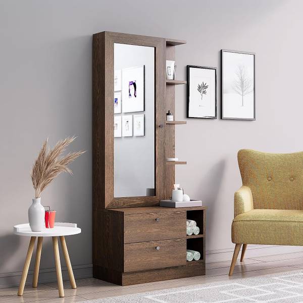Hexa Red Dressing Table with Mirror Two Drawer Storage and Shelves ...