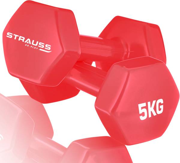 Strauss (5 Kg x 2) Vinyl Coated Dumbells For Gym & Workout, 5Kg each ...