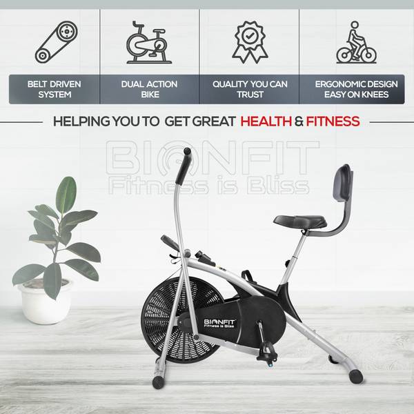 BIONFIT Air Bike Fitness Exercise Cycle For Home Gym Curved Moving Best ...