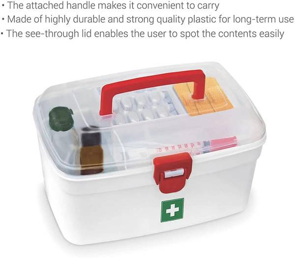 Jetflon Rectangular Lockable Medicine First Aid Kit Box with Detachable ...