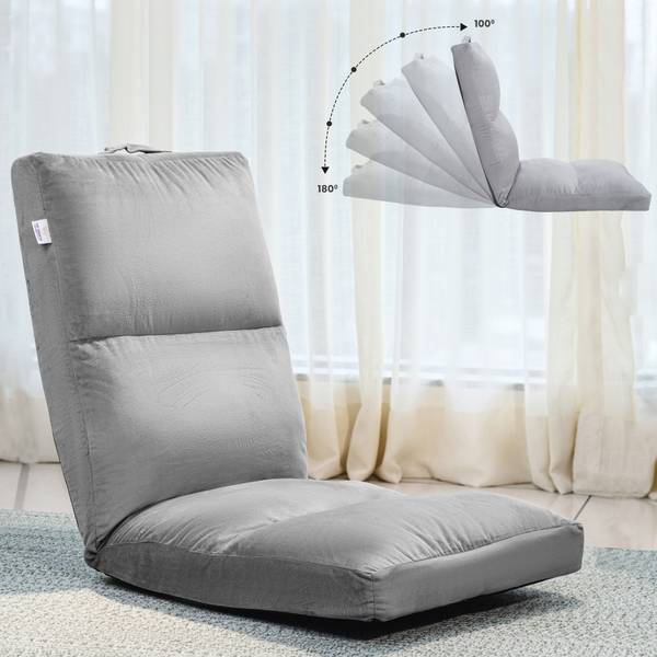 MY ARMOR Reclining Floor Chair for Living Room, Grey Meditation Chair ...