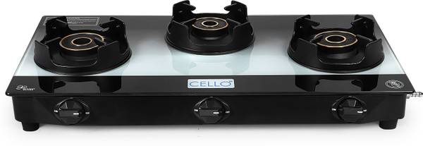 cello Gradient 3 Burner Black Gas Cooktop, Dual Shade Toughened Glass ...