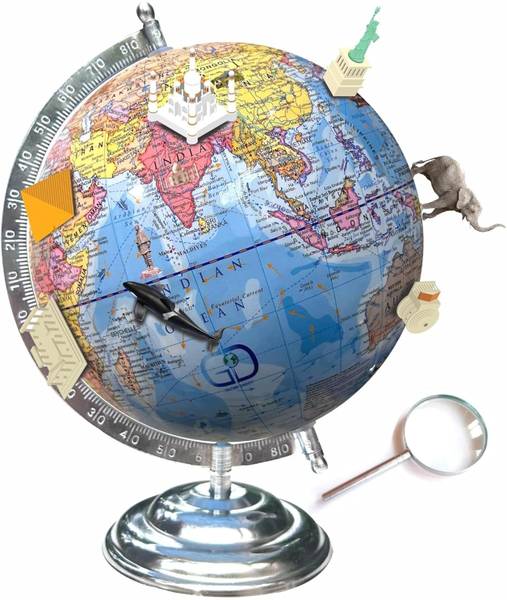 GlobeDaddy 8 Inches Dia Rotating World Globe With Metal Chrome Plated ...