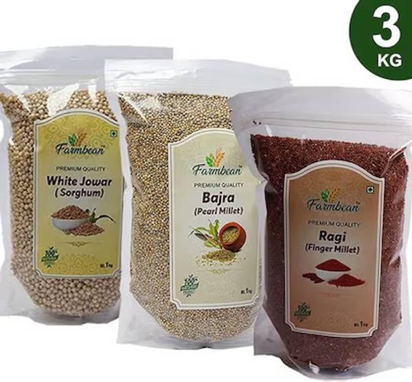 Farmbean Millets Combo 3 KG|Natural Grains Millets |White Jowar 1Kg ...
