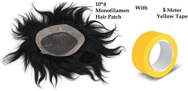 A H S 10x8 Monofilament Patch Human hair Wig Toupee With 5mtr Double ...