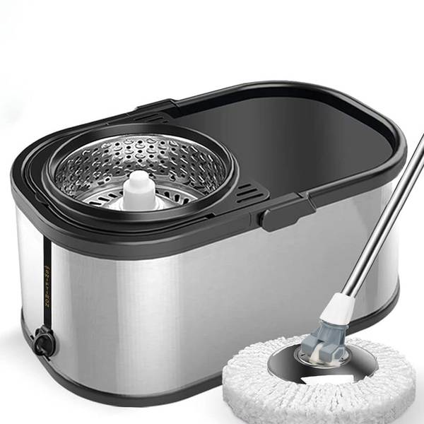 V-MOP PREMIUM HEAVY STAINLESS STEEL BUCKET MOP SET WITH 2 MICROFIBERS ...