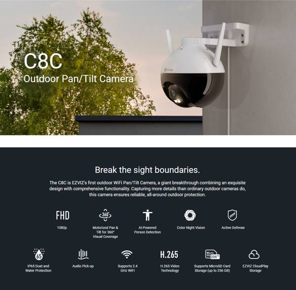EZVIZ C8C Outdoor WiFi CCTV Camera Full HD 1080, WDR,Cloud Storage ...