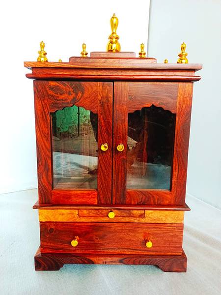 G Fine Furniture 2.9 Feet Sheesham Wood Temple For Home | Wooden Mandir ...