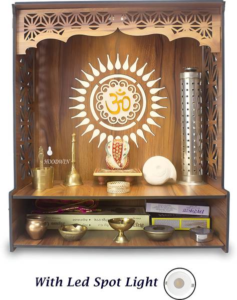 HOODWIN Pooja Mandir Home Office with LED Light H- 18 L- 16 W -8.75 In ...