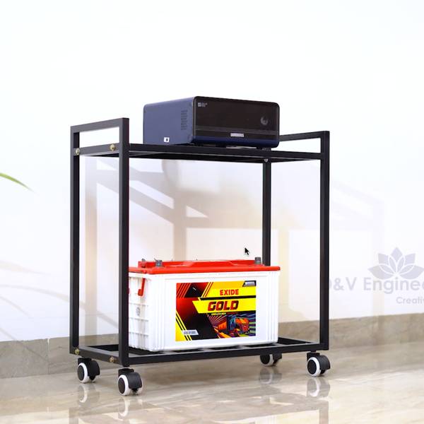 D&V ENGINEERING Metal 2 Tier Inverter Trolley, UPS Stand, Trolley for ...