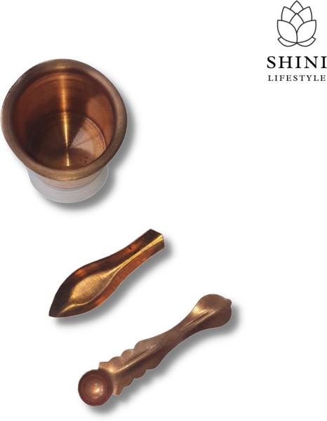 SHINI LIFESTYLE Copper Panch Patra Glass with arga & aachmani ...