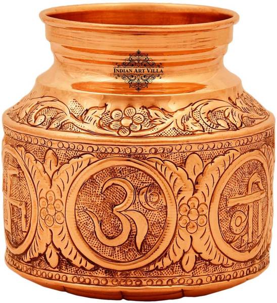 IndianArtVilla Copper Kalash with Om Swastik Design for Pooja Temple ...