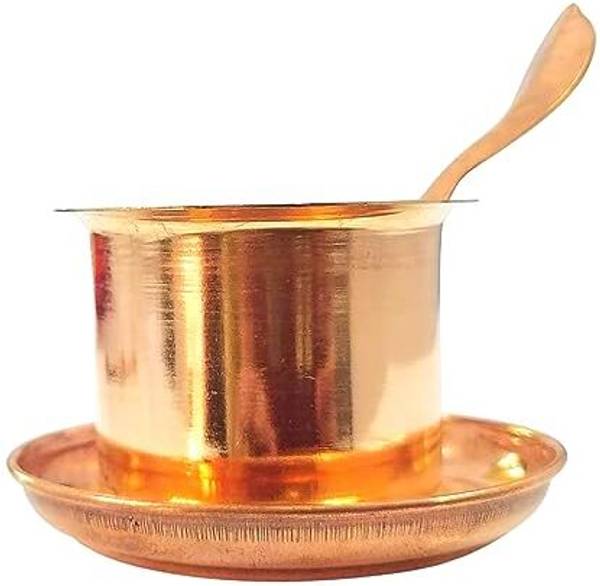 SATAK Copper Pancha Patra Set With Plate And Spoon For Pooja & Temple ...