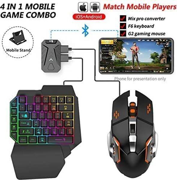 virat creation Bluetooth Gaming Keyboard Mouse Convertor For Smartphone 4 in 1 Mobile Game ...