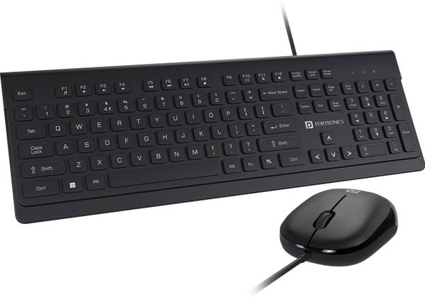 Portronics Keytonic Wired Keyboard & Mouse Combo, Full Size Layout ...