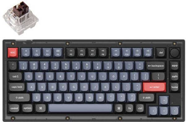 Keychron V1 QMK Programmable Custom Mechanical Keyboard Knob 75% Layout ...