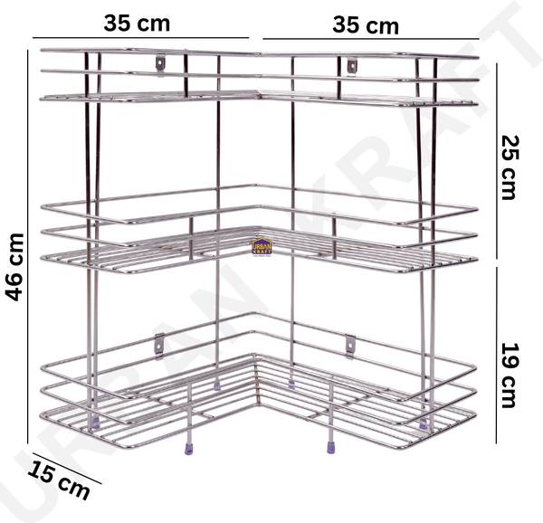 urban kraft Utensil Kitchen Rack Steel 3 Tier L-Shape Kitchen Corner ...