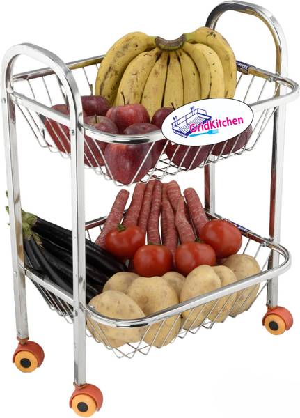 GRIDKITCHEN 2-Tier Rack Fruits & Vegetable Trolley Container Basket ...