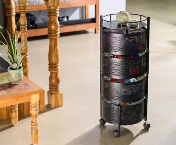 VR 4 Layer Kitchen Trolley Storage Rack Round Design Fruits & Vegetable ...