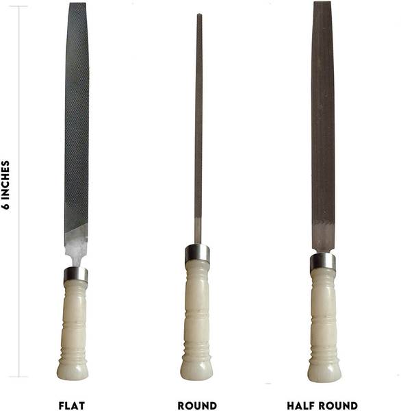 AMB PVC Handle Set of 3 File Flat, Half Round, Round 6 Inch Knife ...
