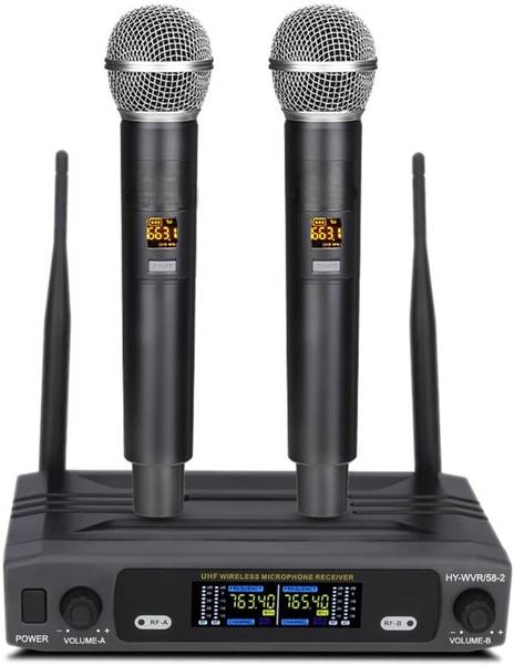 KH UHF_Wireless Mic Portable Dual Channel Digital Mic Receiver with ...