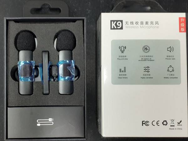 Oxane K9 Dual wireless microphone for YouTube vlogging recording Android iPhone Mic A8 ...