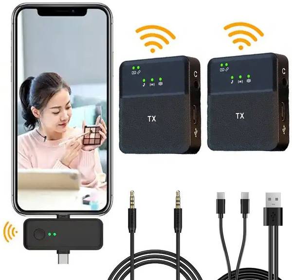 MOOZMOB Double Person Wireless Mic with Noise Reduction for Mobile ...