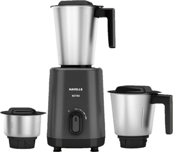 HAVELLS retro 3 jar mixer grinder 500 Mixer Grinder (3 Jars, Black ...