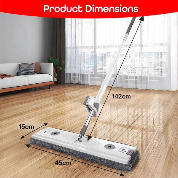 primepick Hands-free Flat Mop With 2 Washable Microfiber Pads Mop Head ...