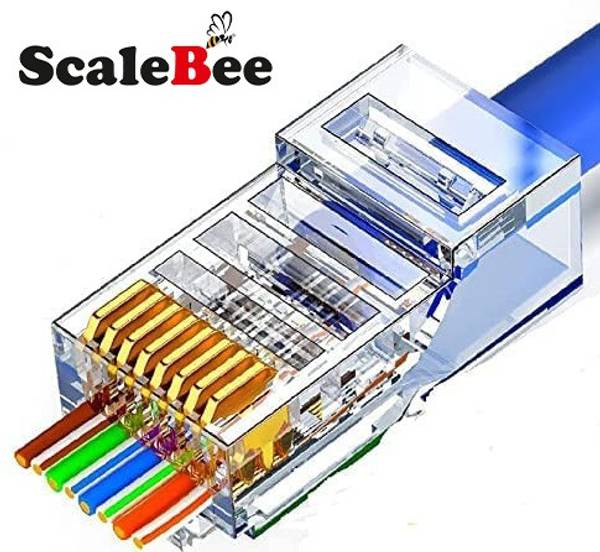 Scalebee 100 Pcs RJ45 Cat6 Pass-Through Connector Ends, Cat5, Cat5e ...