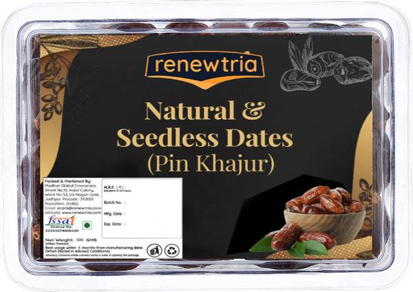 RENEWTRIA Seedless Dates 500g Pin Khajoor/Khajur Arabian Dates, Dates ...