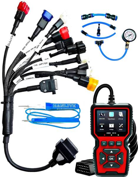 Danlite V519 OBD Bike Scanner Fast Connectivity with Scanning Cable Fule Pressure Gage OBD ...
