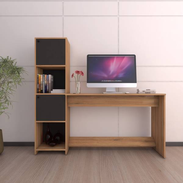 spacesbyU Duocia Study Table with Cabinet and Open Storage | Computer ...