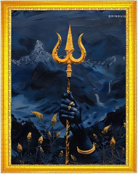 BKS Craft Lord Shiva Trishul Poster | Mahadev Divine Power Art Framed Wall Dcor for Home Digital ...
