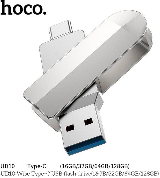 HOCO 128 GB Dual Drive 2-IN-1 OTG Pen Drive (Silver, Type A to Type C ...