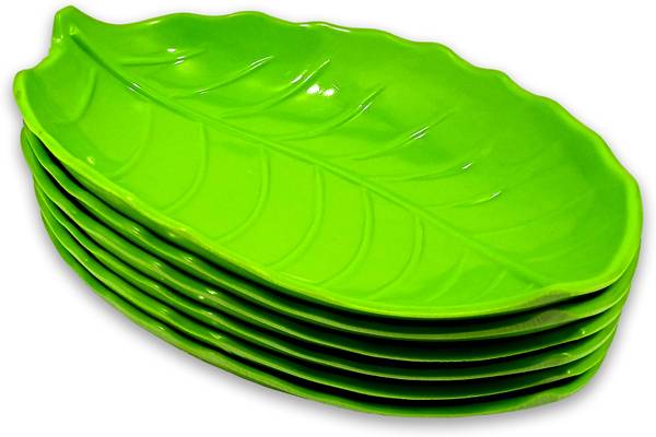 Inpro Melamine Stylish Leaf Shape Quarter Plates-Snacks Plates In Green ...