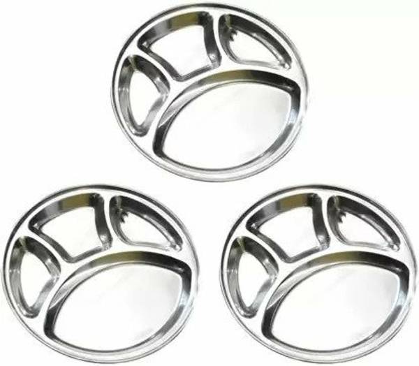 Sprylife Stainless Steel 4 in 1 Round Compartment Dinner Plate ...